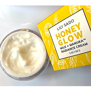 LILY SADO Honey Glow Collagen Radiance Cream Face Moisturizer - Natural Daily Facial Lotion w Manuka Honey, Apricot & Sodium Hyaluronate - Amazing Anti Aging Formula. 2 oz