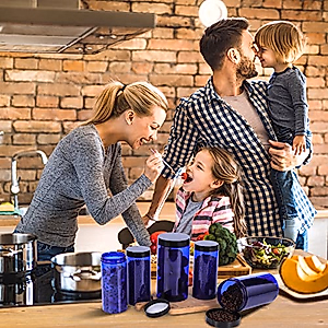 AEGISMILE PLastic jars with lids 32 OZ & 16 OZ 24 Pcs Plastic Storage Jars Containers with Airtight Black Plastic Screw On Lids Large Round Jars Easy Clean for Household and Kitchen Organizing