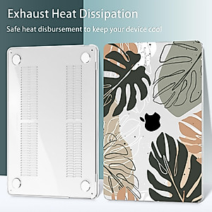 May Chen Compatible with MacBook Air 15 Inch Case Model A2941 M2 A3114 M3 Chip 2023 2024 Release, Protective Cover Laptop Hard Case with Keyboard cover, Abstract Leaves