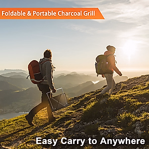 YSSOA 12” Portable Grill Charcoal Barbecue Grill - Folding Grill Notebook Shape Charcoal Grill, Detachable Collapsible, Mini Tabletop Camping Grill BBQ, Black