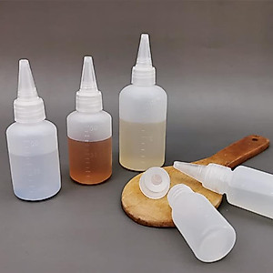 Plastic Squeeze Bottles With Scales 10 Pack Small Squeeze Bottles with Tip Caps Squirt Bottles for Liquid, Condiments, Sauces, Paint, Oil, Glue, Icing, Baking, Art Crafts, BBQ (60ml/2oz)