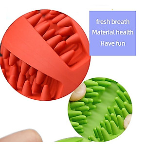 We Rocks Dog Toy Ball,Nontoxic Bite Resistant Teething Toys Balls for Small Dog and Puppy Cat, Dog Pet Food Treat Feeder Chew Tooth Cleaning Ball Exercise Game Dog Ball (Red)