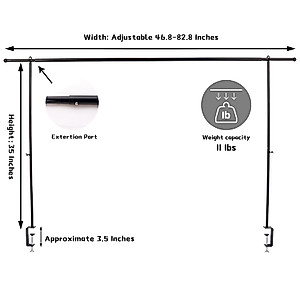 OSYIN Over The Table Rod Stand with Clamps, 46-82”Length, Adjustable Metal Balloon Flower Arch Stand, Decorated Arch for Party, Birthday, Wedding, Halloween, Christmas, Black