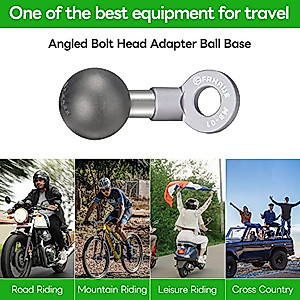 FANAUE Angled Bolt Head Adapter Ball Base with 10mm Mounting Hole,MB-01 Aluminum Alloy Mount Base for RAM Mounts B Size 1 Inch Ball Double Socket Arm