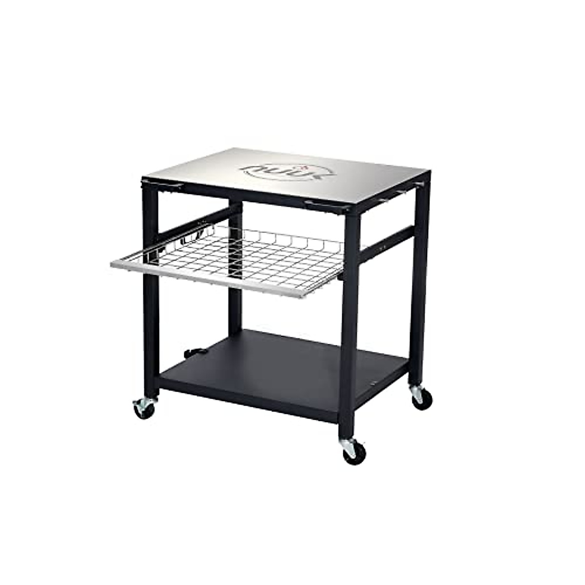 NUUK Double-Shelf Movable Outdoor Pizza Oven Table, 24" x 30" Stainless Steel Commercial Multifunctional Food Prep Worktable with Drawer on Wheels