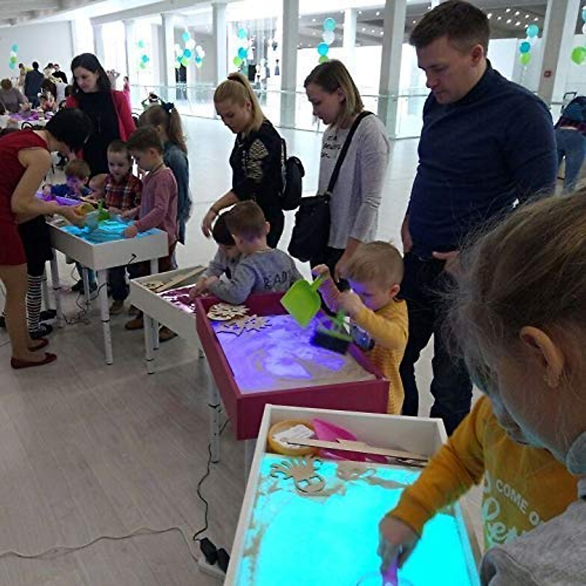 Light Sandbox All-in-1: Activity Table + Sensory Table + Light Table + Sand Box + whiteboard + Chalk Desk. Includes: Cover, Color Controller, Sand and Trowel, Legs with Adjustable Height