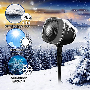 Christmas Snowfall Projector Lights,FLEVO Waterproof Snowfall LED Light Projector,Outdoor Indoor Snow Lighting Projector with Dynamic Snow Effect for Home, Garden, Party, Halloween, Landscape Decor