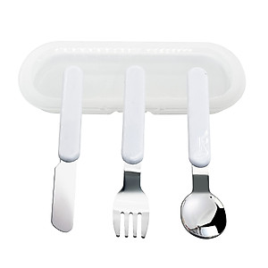 VANRA 3-Piece Children Knife Spoon Fork Set 18/10 Stainless Steel Child Flatware Set Kids Utensils Set with Case for Lunch Box (Fork Spoon Knife Combo)