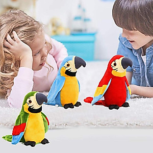 9'' Cute Talking Parrot Repeats What You Say Electronic Interactive Plush Toy Stuffed Animal Record Parrot Waving Wings Funny Bird Toys for Children Girls Boys Best Xmas Gift (Red Parrot)