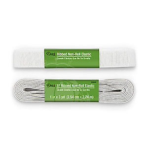 Dritz 9502W 1" Ribbed Non-Roll Elastic, White
