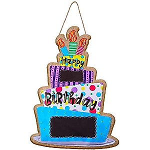 Happy Birthday Burlap Door Decor Birthday Personalized Name Decor Birthday Door Hanger Sign Colorful Happy Birthday Hanger for Birthday Anniversary Indoor Outdoor Decorations