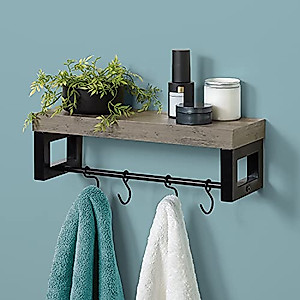 Zenna Home, Wall Shelf, Matte Black & Driftwood