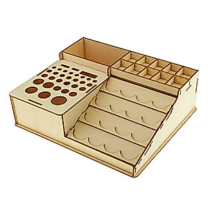 Jili Online Wooden Paint Bottles Rack Model Organizer Epoxy Tools Storage Box Holder Case #3