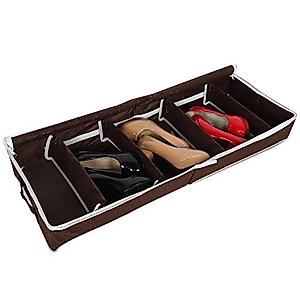 LIULDASHUN Clear Foldable Shoe Storage Boxes, Shoe Organizer Boxes, Adjust Dividers, Waterproof Shoes Storage Box with Zipper PVC Cover for Home Organization (L)