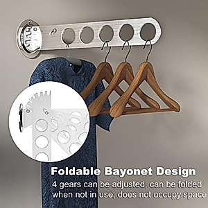 1 PCS Folding Wall Mounted Clothes Hanger Rack, Wall Clothes Hanger Retractable, Outdoor Indoor Swing Arm Laundry Hanger Dryer Rack Heavy Duty Coat Hook Clothing Hanging System Garment Rack, 8 Holes