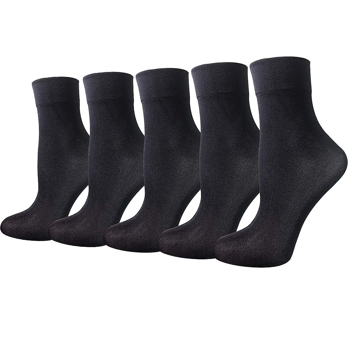 Cityelf 5 or 10 Pack Men Silk Socks Sheer Men Dress Socks Ultra Thin Nylon Sox Summer Cool Crew Socks