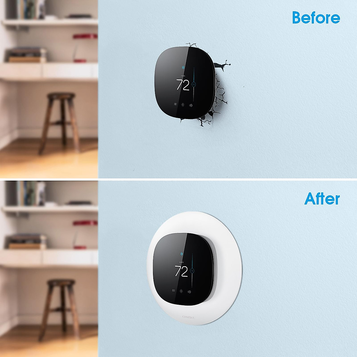 CaseBot Wall Plate for Ecobee3 Lite / Ecobee3 SmartThermostat, Practical Trim Kit, Easy Installation, Durable Polycarbonate Material, Stylish Design (White)