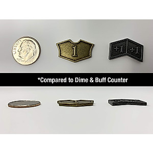 Citadel Black MTG Buff Counters Expansion Set of 30 Metal Tokens - with Velvet Drawstring Pouch, Antique Gold & Copper Finish Metal Tokens, Magic: The Gathering