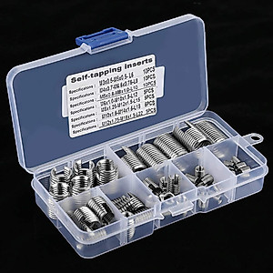 50Pcs Stainless Steel Inner Thread Self Tapping Thread Inserts Set Thread Reinforce Repair Tool M3- with a Storage Case