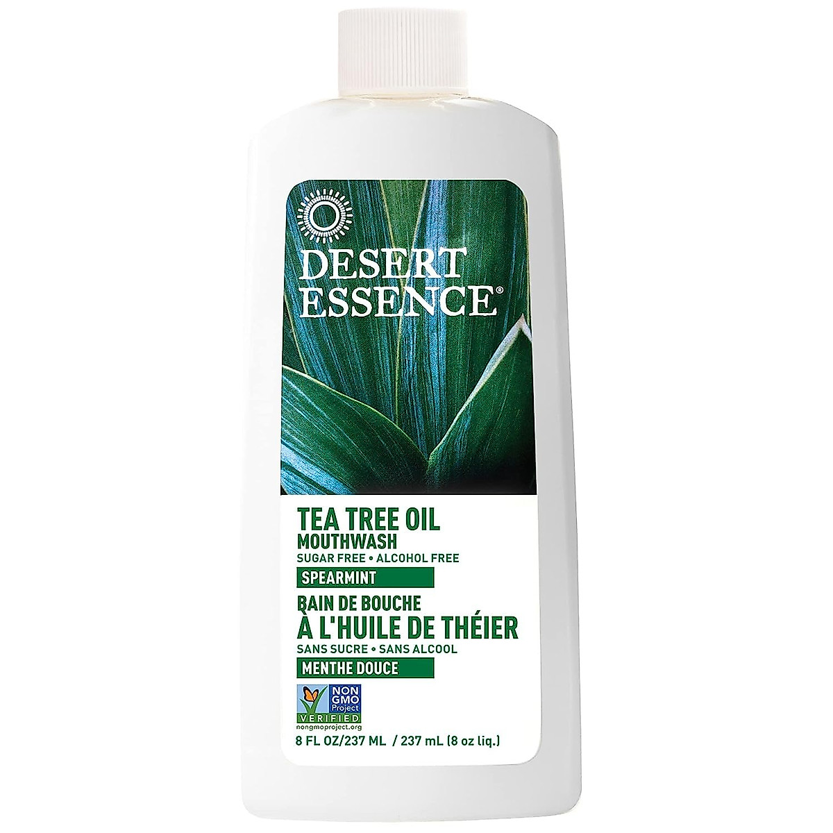 Desert Essence Refreshing Tea Tree Oil Mouthwash - 8 Fl Ounce - Essential Oil of Spearmint - Reduces Plaque Buildup - Complete Oral Care - Refreshing Taste - Vitamin C