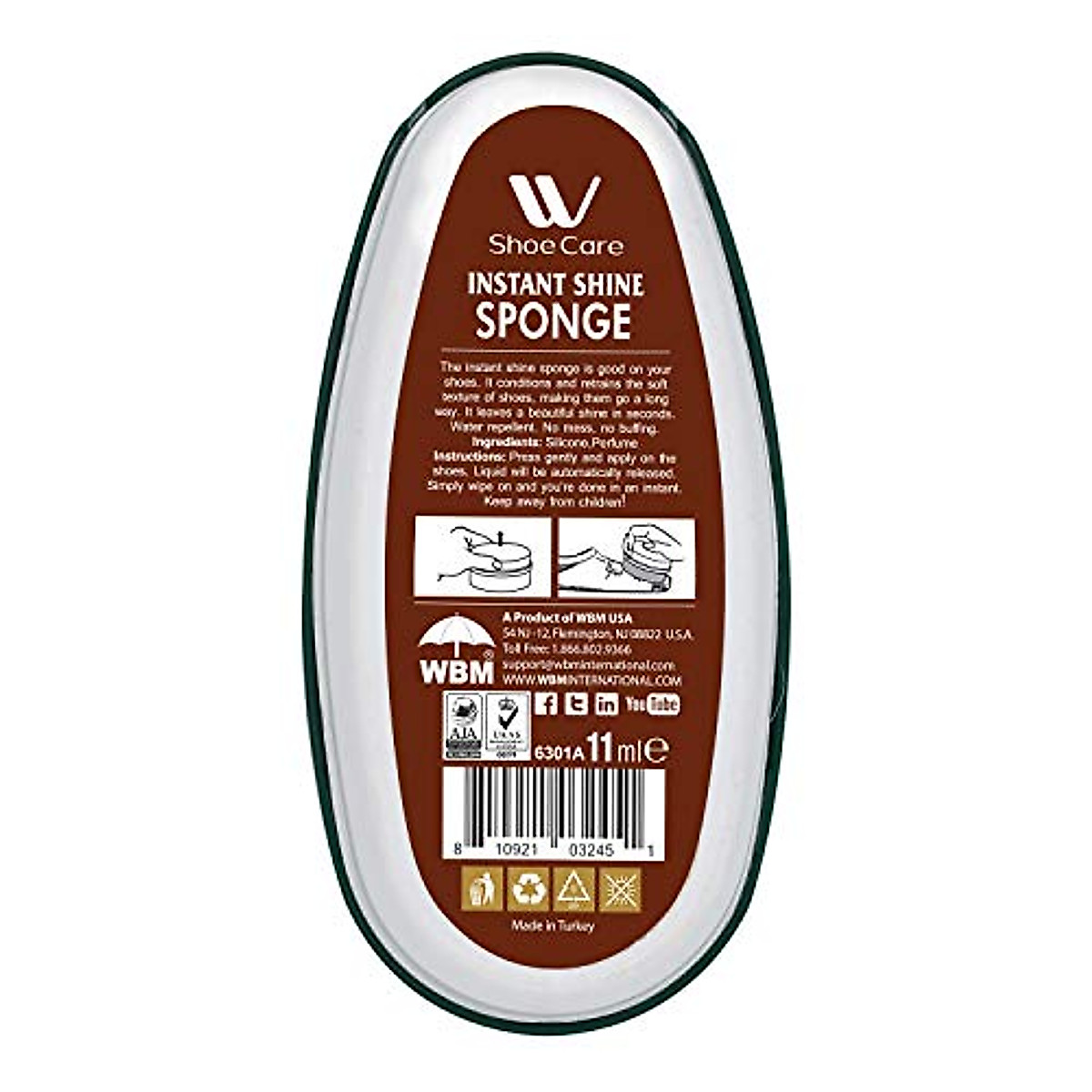WBM Instant Shoe Shine Sponge,Brown,11ml