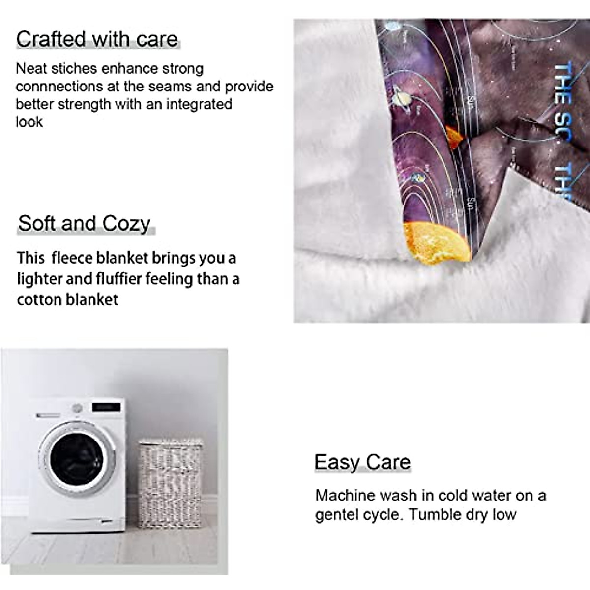 50x80 Blanket Comfort Warmth Soft Plush Throw for Couch Solar System Astronomy Planets