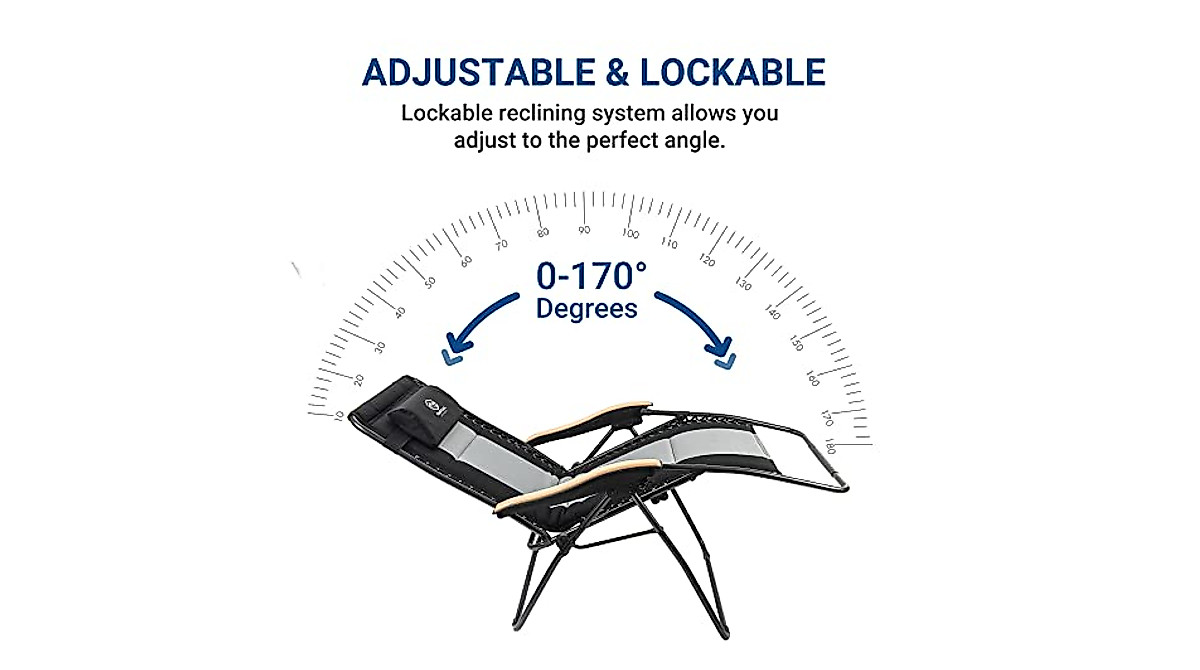 Coastrail Outdoor Zero Gravity Chair Wood Armrest XXL Camping Lounge ...