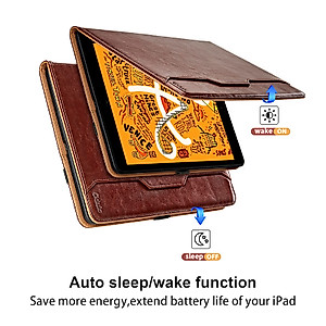 Case for iPad Mini 5 2019 (5th Generation 7.9-inch), iPad Mini 4 3 2 Tablet Case with Hand Strap Large Pocket Premiun PU Leather Auto Wake/Sleep Smart Cover, Reddish-Brown