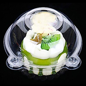 Set of 100 Clear Plastic Single Individual Cupcake Boxes,Muffin Dome Holders Cases Boxes Cups Pods,Clamshell Container Cupcake Holders,Great for Parties or Cake/Muffin Sales…