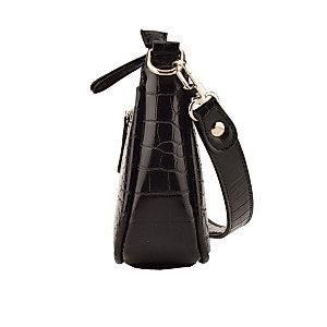 Jiaruo Retro Classic Clutch Small Women PU Leather Shoulder Bag Tote Handbag (Black)