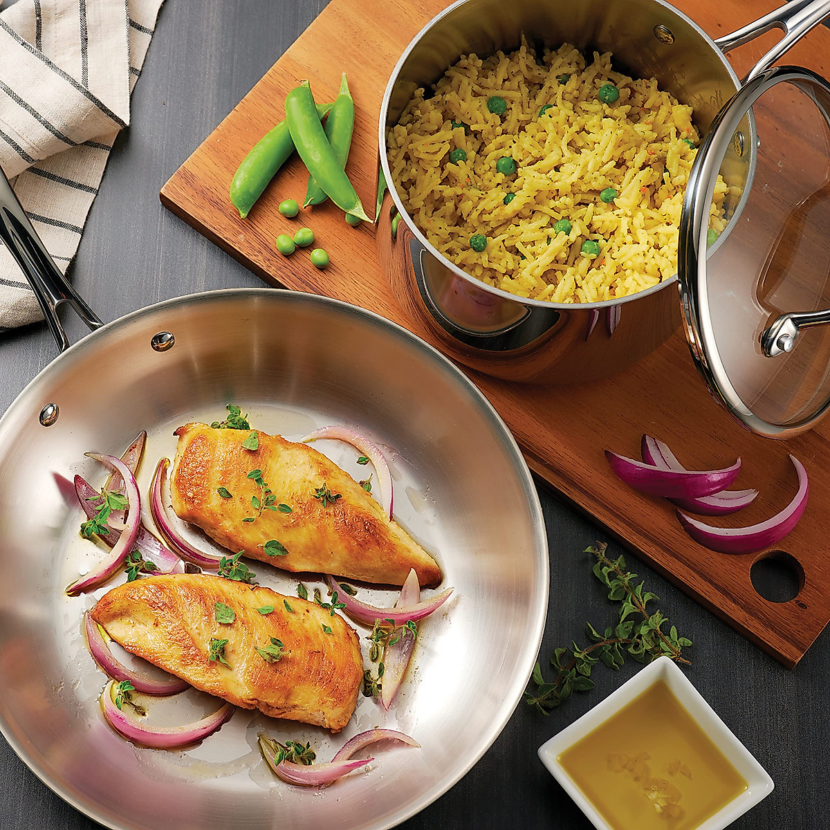 Tramontina Stainless Steel Tri-Ply Clad 12-Piece Cookware Set, Glass Lids, 80116/1012DS