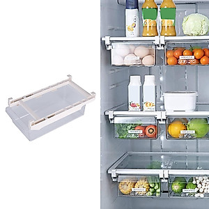 Fridge Drawer Organizer, Refrigerator Organizer Bins Pull Out Shelf Storage Transparent Organizer Fridge Shelf Holder Storage Box for Egg Fruit Vegetable Seafood Meat for Fridge Shelf Under