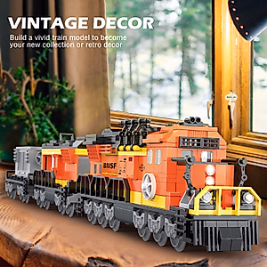 BRICK STORY City Cargo Train Building Set, BNSF Freight Trains Model, Steam Locomotive Train Building Blocks Toys, Gift Trains for Boys&Girls Kids Aged 8-14, 635 Pieces