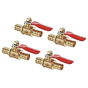 M METERXITY 4 Pack Pressure Valve - Water Control Valve, Non-Slip Handle Dual Barb Shut-Off Valve, Apply to Outdoor/Garden/Swimming Pools(10mm x 10mm, Brass)