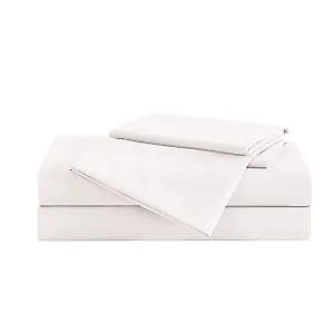 London Fog Garment Washed Solid Sheet Set White Microfiber 3-Piece Twin Sheet Set, Solid Themed, Deep Pocket, Adult and Teen, Oeko-TEX Certified
