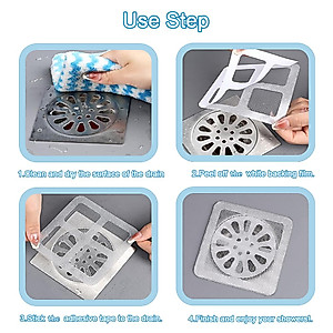 HANTAQ 50 Pack Disposable Drain Strainers, Invisible Hair Catcher, Shower Drain Cover Stickers, Sink Drain Mesh Strainer for Bathtub Bathroom Laundry Kitchen