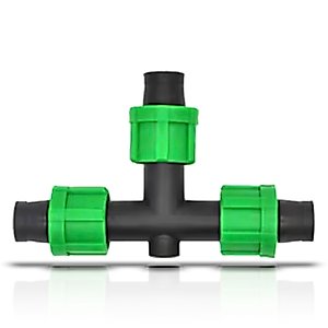 (10-Pack) Drip Irrigation 3-Way Tee 1/2" Universal Perma Connector Barbed Locking Fitting For Drip Tubing - Fits All Brands 16-17mm Drip Tape AG Tubing (10, Tee)