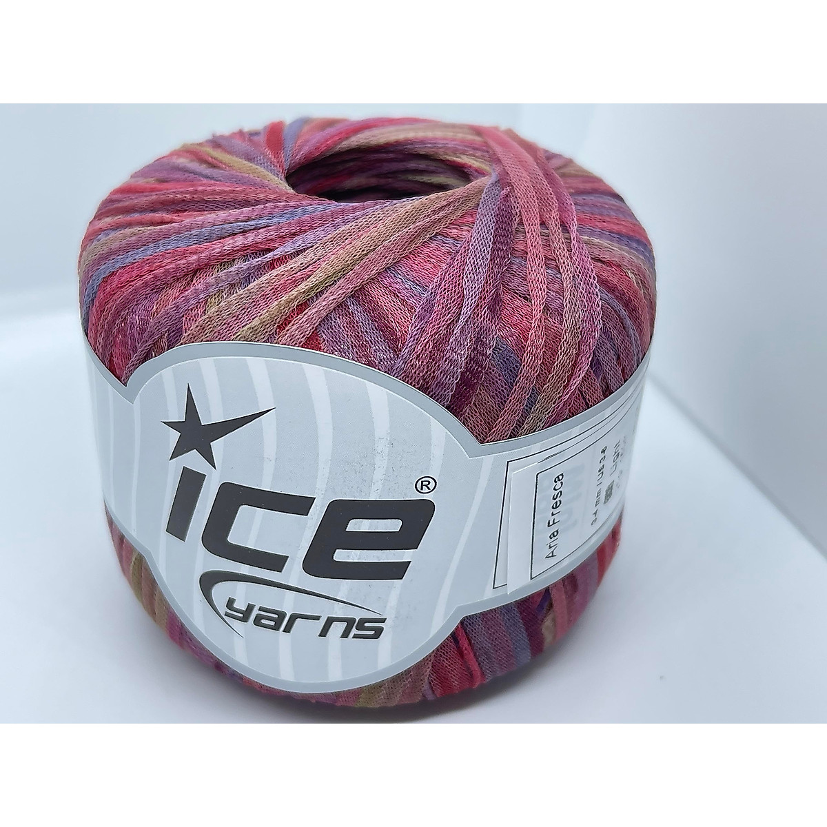 Reds, Purples, Tan Aria Fresca Sheer Net Ribbon Yarn - DK Nylon 25 Grams (.88 Ounces) 160 Meters (174 Yards) 1/8th inch Wide