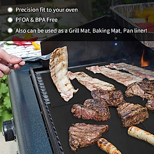 3 Set Nonstick Oven Liner for Bottom of Electric, 16x20 inch Thick Heavy Duty Teflon Oven Liners Mat, Reusable BBQ Grill Mat, and Easy to Clean Barbecue Grilling Mat