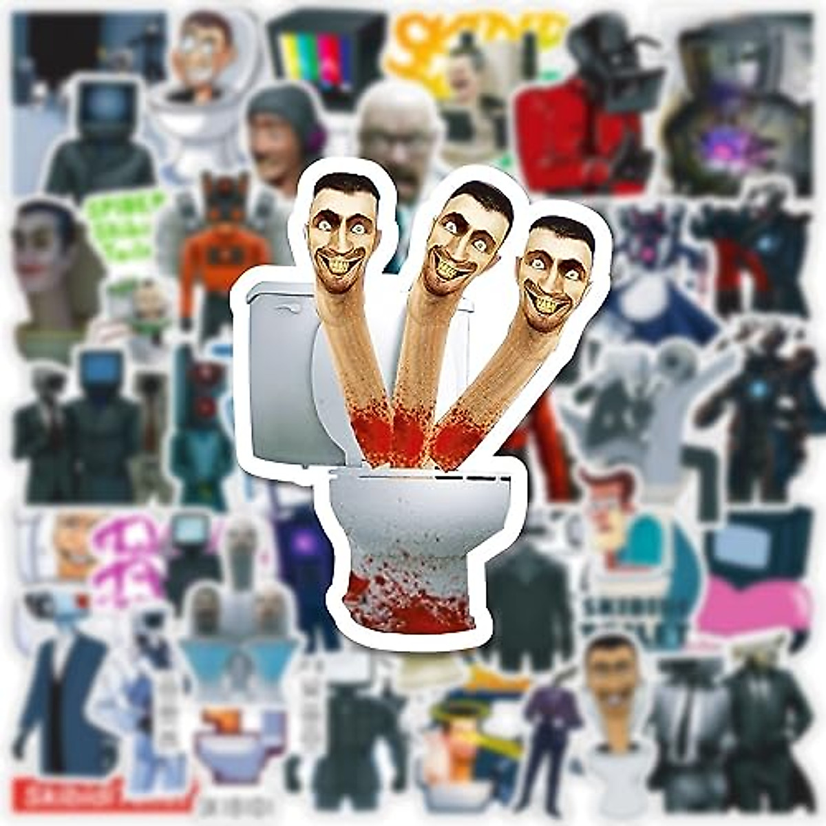 50PCS Game Skibidi Toilet Stickers Pack Kids Stickers Cute Cartoon Characters Game Stickers for Kids Teens Adults Waterproof Vinyl Kawaii Stickers for Water Bottle Laptop Luggage (skibidi Toilet)