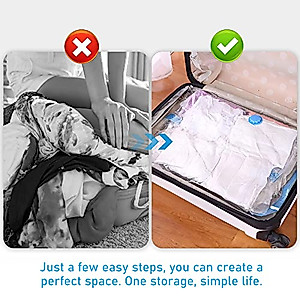 Oubyu Premium Vacuum Compression Bag With 80% More Storage Bag Space. Storage Bag For Quilts, Clothes, Blankets And More. Includes Packing Travel Clothes, Moving Supplies, 10 Packs With Air Extraction Tool (Size: 50cm*70cm)
