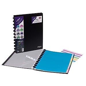 Snopake Eligo A4 ReOrganiser Display Book with Dividers & Index Tabs [Pack of 2] 20 Pockets/40 Sides to View Ref: 15863,Black