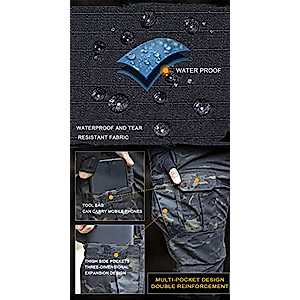 AKARMY Men's Hiking Pants, Camo Cargo Pants, Lightweight Work Pants Outdoor Travel Casual Pants with Multi-Pocket G4WF ArmyGreen 38