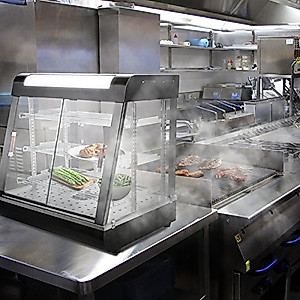 Barton Commercial 3-Tier Food Warmer w/27 Display Case 1200W Electric Buffet Restaurant Countertop Pizza Hot Dog