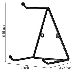MyGift Matte Black Metal Triangular Coffee Mug Holder Wall Mount Display Rack with 3 Hooks, Set of 4