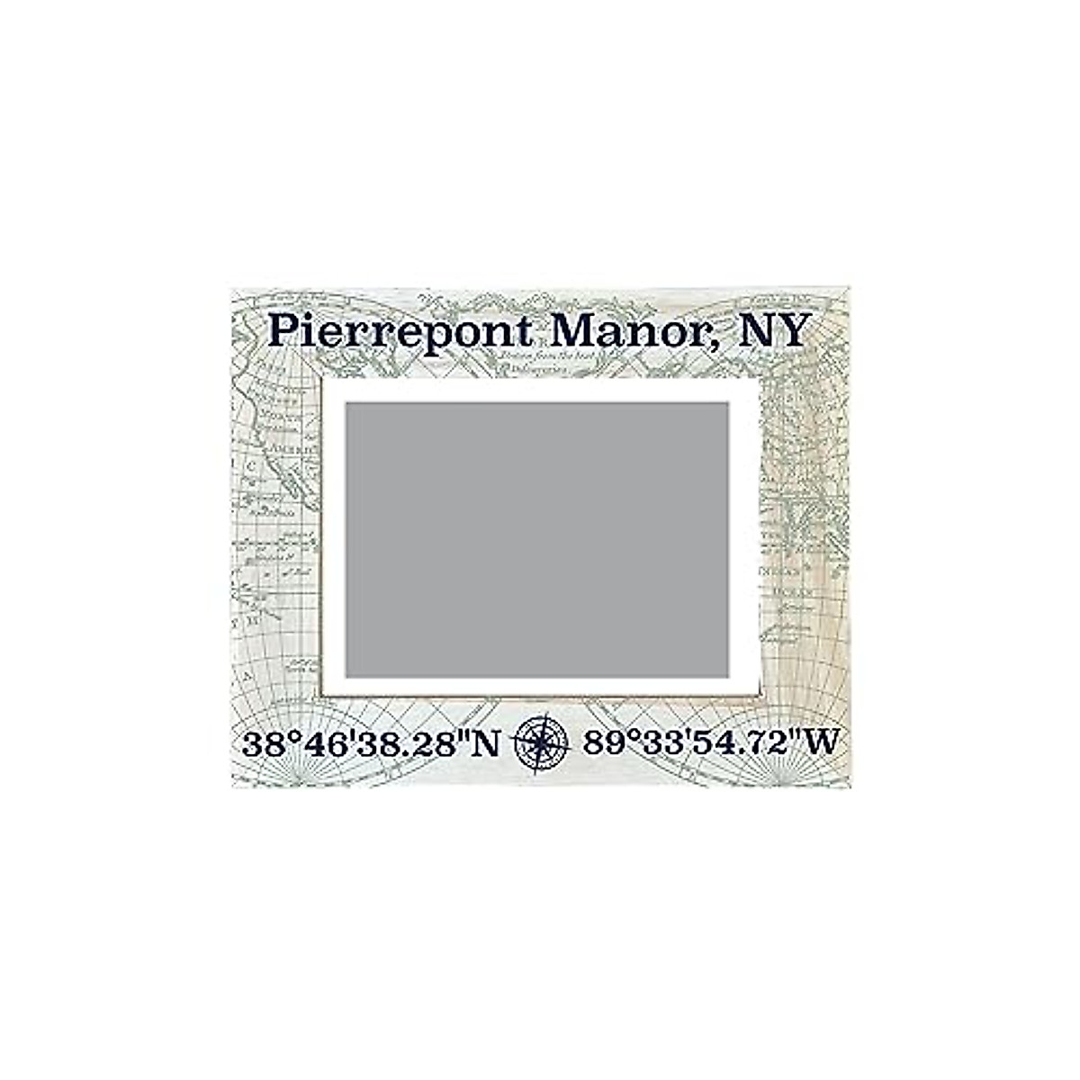 R and R Imports Pierrepont Manor New York Souvenir Wooden Photo Frame Compass Coordinates Design Matted to 4 x 6