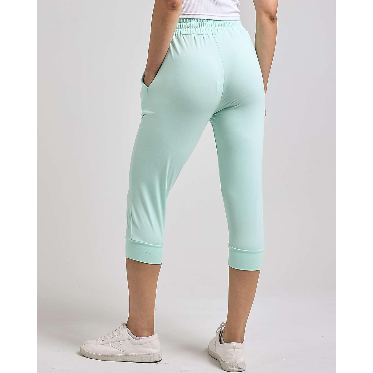 3 Pack: Womens Soft Capri Jogger Women Running Bottoms Capris Running Sports Yoga Lounge Active Ladies Warm Sweatpants Joggers Pants Casual Athletic Pockets Summer Yoga Cropped Cuffed - Set 5, S