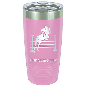 LaserGram 20oz Vacuum Insulated Tumbler Mug, Horse Hurdles, Personalized Engraving Included (Light Purple)