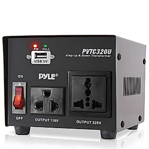 Pyle Step Up and Down Converter - 500 Watt Voltage Converter Transformer w/ USB Charging Port, UK Power Adapter, AC 110 / 120 to 220 / 240 Volt Vice Versa, 110V/120V/220V/240V Input Voltage