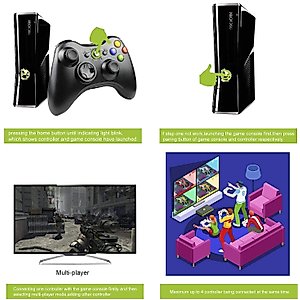 Etpark Wireless Controller for Xbox 360, Xbox 360 Joystick Wireless Game Controller for Xbox 360 & Slim Console and PC Windows XP/7/8/10(Black)